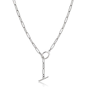 BVGA Chain Choker Necklace Paperclip Toggle Clasp Simple Y Necklace Oval Rectangle Link Chain Layering Necklace for Women Gold Silver (Silver)