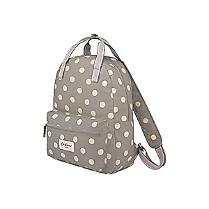Cath Kidston Backpack Rucksack Button Spot in Grey Oilcloth, Grey, Large