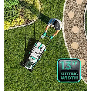 Litheli Cordless Lawn Mower 13 Inch & Impact Driver, 5 Heights, 20V Electric Lawn Mowers for Garden, Yard and Farm, with Brushless Motor, 4.0Ah Battery & Charger Included