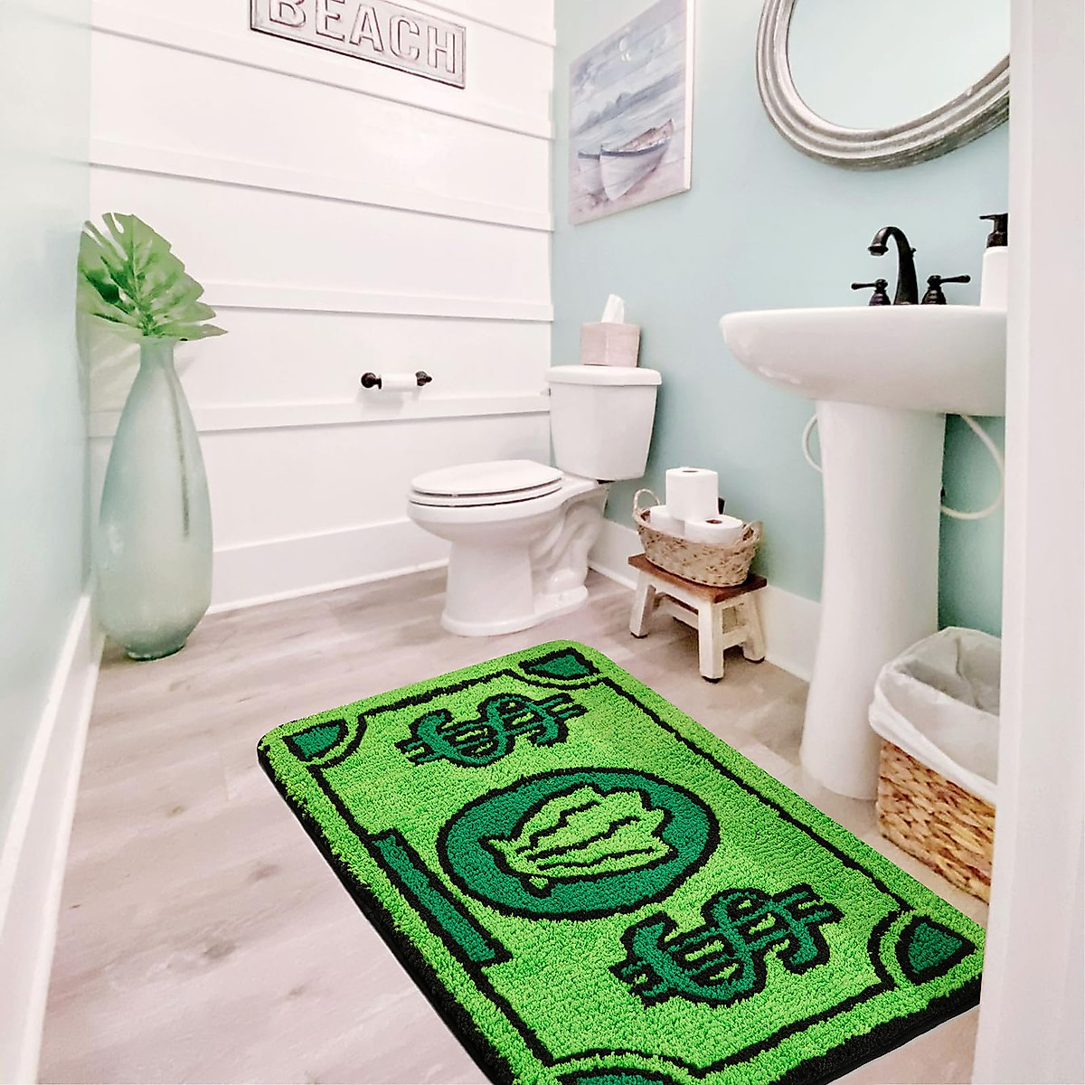 RoomTalks Cute Money Rug 2x3 Cartoon Funny Cool Small Throw Rugs for Girls Bedroom Kids Bathroom Kitchen Dorm Non Slip Machine Washable Soft Shag Accent Floor Rug, Unique Gift for Kids Girls