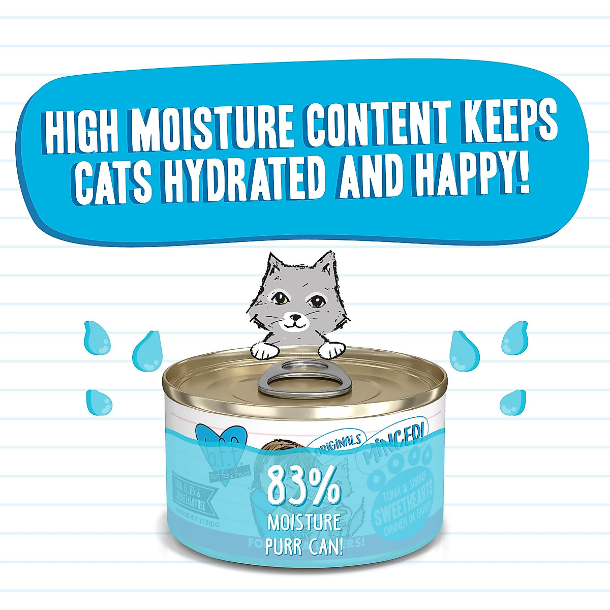 Best Feline Friend (B.F.F.) Tuna & Shrimp Sweethearts with Red Meat Tuna & Shrimp in Gravy Cat Food by Weruva, 3oz Can (Pack of 24)
