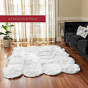 Walk on Me Silky Soft Faux Fur Rug, Fluffy Rug, Sheepskin Area Rug, Shaggy Rug for Living Room, Bedroom, Kid's Room, or Nursery, Home Décor Accent with Non-Slip Backing (White)