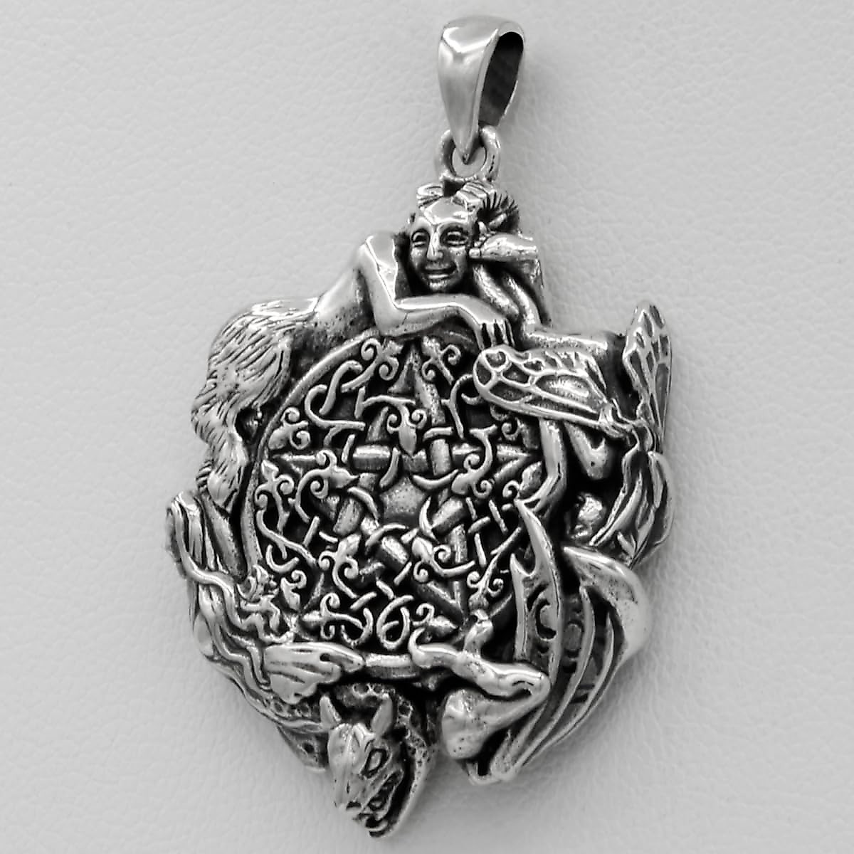 Dryad Design Sterling Silver Fairy Pendant - Fey Pagan Wiccan Pentacle Witchy Faerie Jewelry for Women