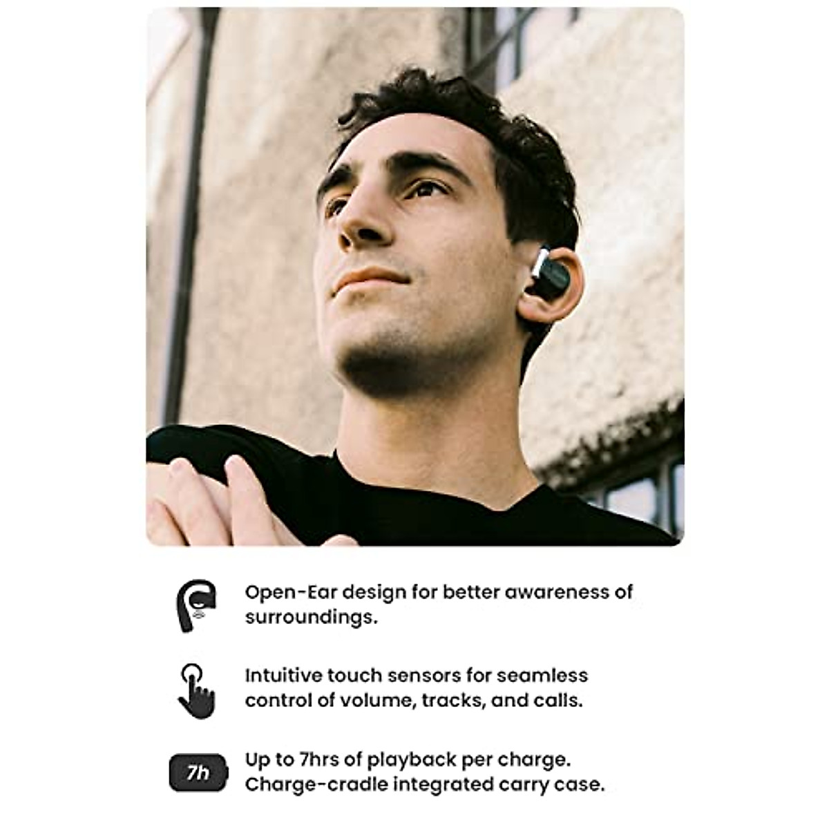 Cleer Audio ARC Open-Ear True Wireless Headphones with Touch Controls, Long-Lasting Battery Life, Touch Control, and Powerful Audio for Music, Podcasts, and More (Blue)