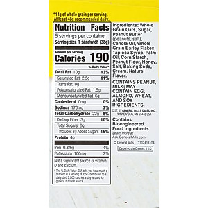 Nature Valley Biscuit Sandwiches, Peanut Butter Snack, 5 ct, 6.75 OZ