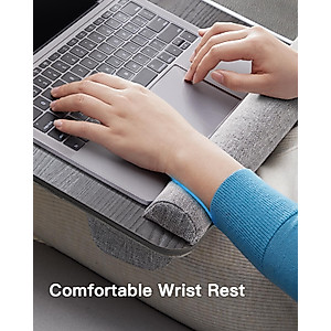 HUANUO Lap Desk - Fits up to 17 inches Laptop Desk, Built in Wrist Pad for Notebook, MacBook, Tablet, Lap Laptop Desk with Tablet, Pen & Phone Holder (Black Woodgrain)