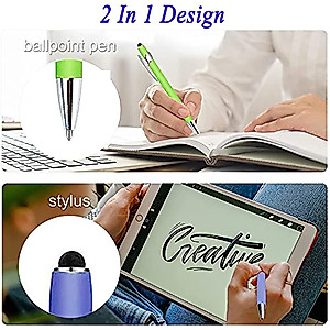 Xccj 15 Pieces Ballpoint Pens with Stylus Tip, Metal Pen Stylus for Touch Screens, Black Ink Ballpoint Pen Colorful for Office School Stationery Supplies