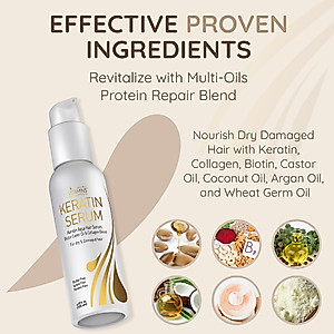 Vitamins Keratin Protein Hair Serum - Anti Frizz Control Hair Oil Repair Treatment - Gloss Shine & Heat Protectant for Frizzy Dry Damaged Locks