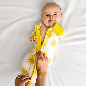 Little Sleepies Baby Pajama Unisex, Bamboo Viscose Zippy PJs, Sunshine, 3-6M