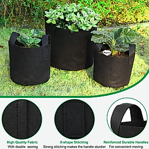 JERIA 8-Pack 10 Gallon Grow Bags, Aeration Fabric Pots with Handles, Heavy Duty Thickened Nonwoven Grow Pots with 8 Pcs Plant Labels