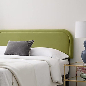 Edenbrook Miller Low Profile, Performance Velvet Headboard for Queen Size Bed-Green Upholstered Queen Headboard