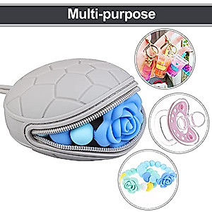 Uoeo 2 Pcs Pacifier Holder Case, Silicone Pacifier Bag Pacifier Storage Case Pacifier Bag Pouch Protective Pacifier Dustproof Storage Container for Home and Travel