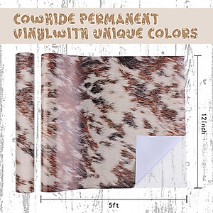Tintnut Cowhide Permanent Vinyl Roll - 12 inch x 5ft, Cow Print Adhesive Vinyl, Skins Animal Print Vinyl, Permanent Outdoor Vinyl for Decor Sticker, Self Sticker Water proofing Vinyl