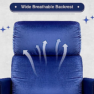 YESHOMY Massage Chair for Living Room Velvet Home Theater Single Sofa with Adjustable Reclining, Lazyboy Padded Seat Backrest for Adults, Blue