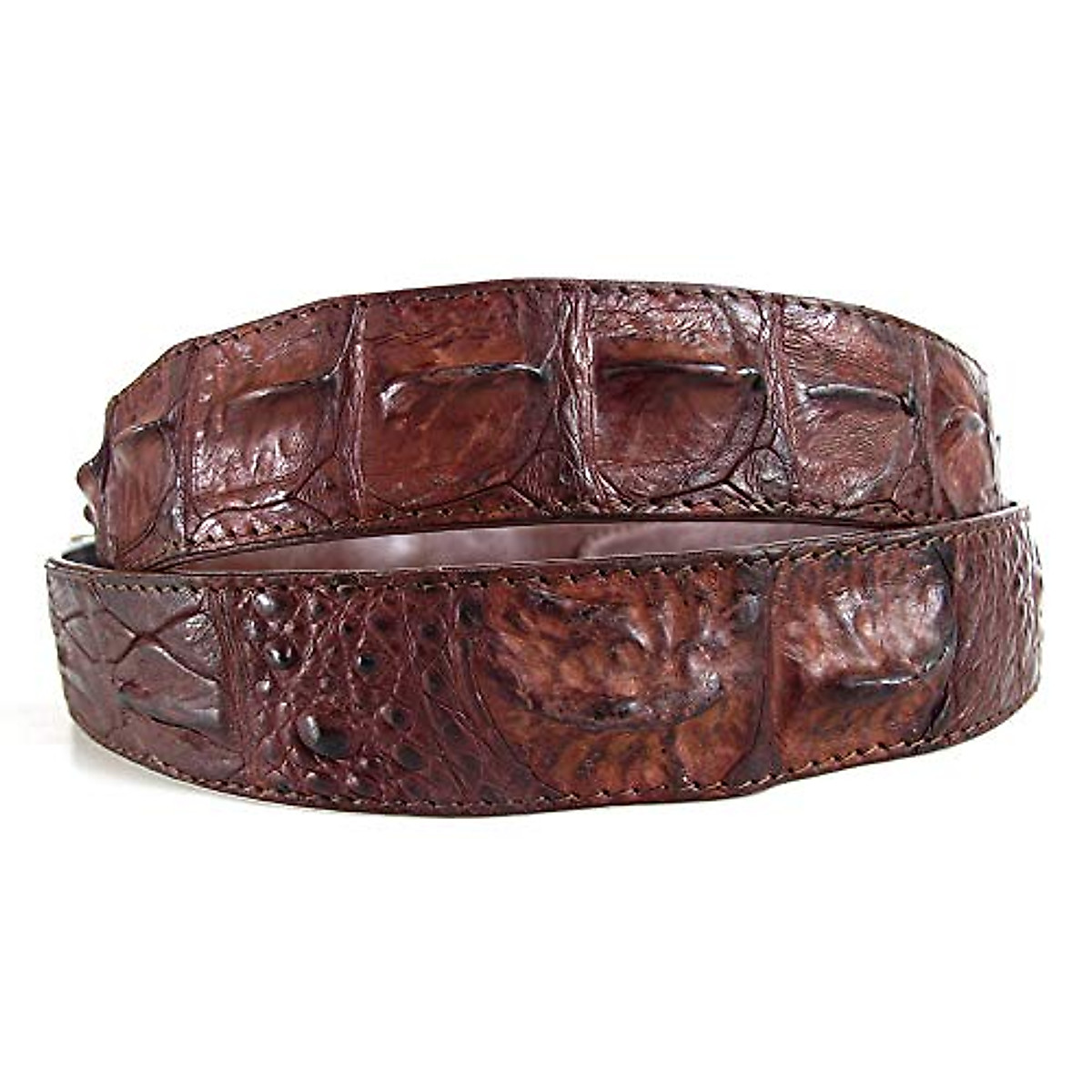 Julie Genuine Real Backbone Crocodile Skin Leather Men's Brown Belt 48"