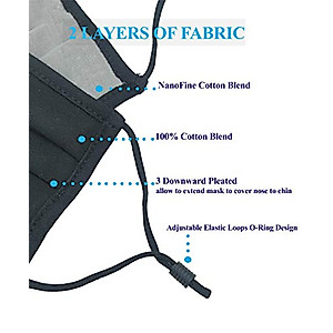 Noblecare (5Pack) Nosewire PLEATED 2 Layers Elastic Loop,Unisex Cloth Mask,Adjustable Size fit All Members in Family,Cloth Masks, Cotton Face Masks, Cloth Masks for WomenI Cotton Face Mask