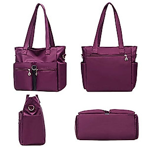 Fabuxry Women Casual Totes Handbags Shoulder Bags Purses Soft Nylon Bag Black