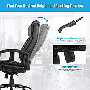 Giantex 500 lbs Big and Tall Office Chair, Massage Executive Chair w/ 6 Vibrating Points, Wide Seat Large Leather High Back Computer Task Desk Chair, Comfortable Headrest, Padded Armrest