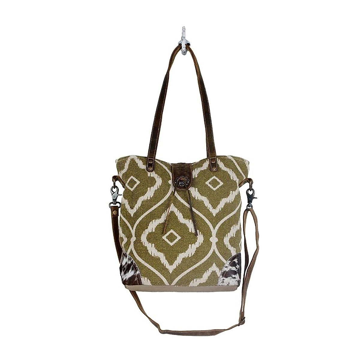 Myra Bag Aesthetic Shoulder Bag Upcycled Cotton & Leather S-2809