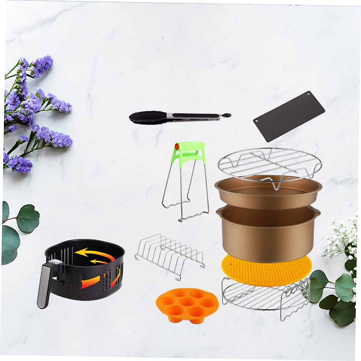 INOOMP 1 Set 7 Grilling Accessories Gold Cooking Grate for Grill Air Fryer Grill Accessories Barbecue Accessories Hiking Accessories Barbecue Tool 12 Piece Set Travel Outdoor