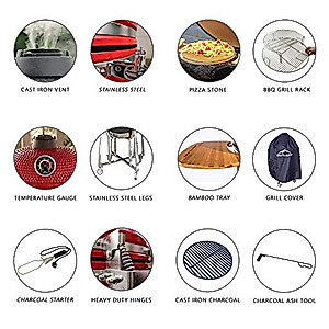 23.5" X-Large Outlast Ceramic Kamado Barbecue Charcoal Grill