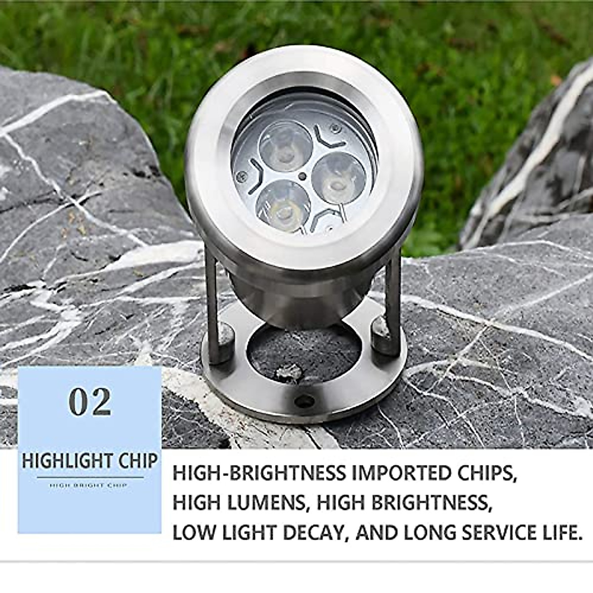 AMDHZ 3W Underwater Lights 304 Stainless Steel Waterproof IP68 Pool Lights Garden Pond Lights for Fountain Fish Pond Underwater (Color : White Light, Size : 220V)