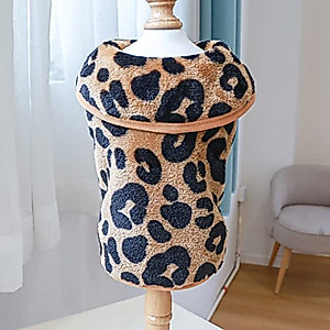 GRASARY Pet Vest Leopard Printed Dog Pajamas Doll Collar Dog Sweater Hoodie Puppy Pajama Costume Leopard XS