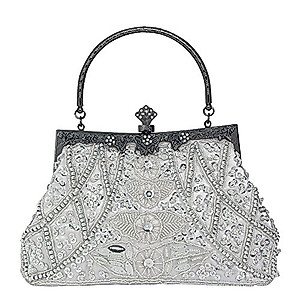 Bagood Women's Vintage Style Beaded And Sequined Evening Bag Wedding Party Handbag Clutch Purse