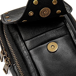 Punk Gothic Skull Carry Purse Women Handbag Single Shoulder Waist Bag Cell phone Wallet Steampunk Retro Women Travel Purse Motorcycle Bag Stud Rivet Fashion,Black,803,Small