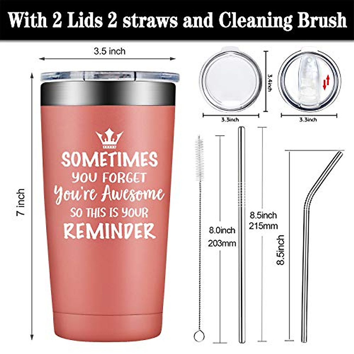 Fufendio Thank You Gifts for Coworkers - Funny Inspirational Birthday Gifts for Women, Friends Female, Best Friend, Coworker, Sister - Encouragement Gifts - Vacuum Insulated 20oz Tumbler