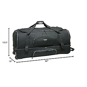 Travelers Club Adventure Rolling Travel Duffel Bag, Black, 36-Inch