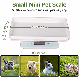 Digital Small Animals Scales for Weighing with Tape Measure, Detachable Tray Puppy Whelping Scale with High Precision Weigh Your Kitten, Rabbit, Multifunction Scales for Small Dogs Cats Crawl Pet