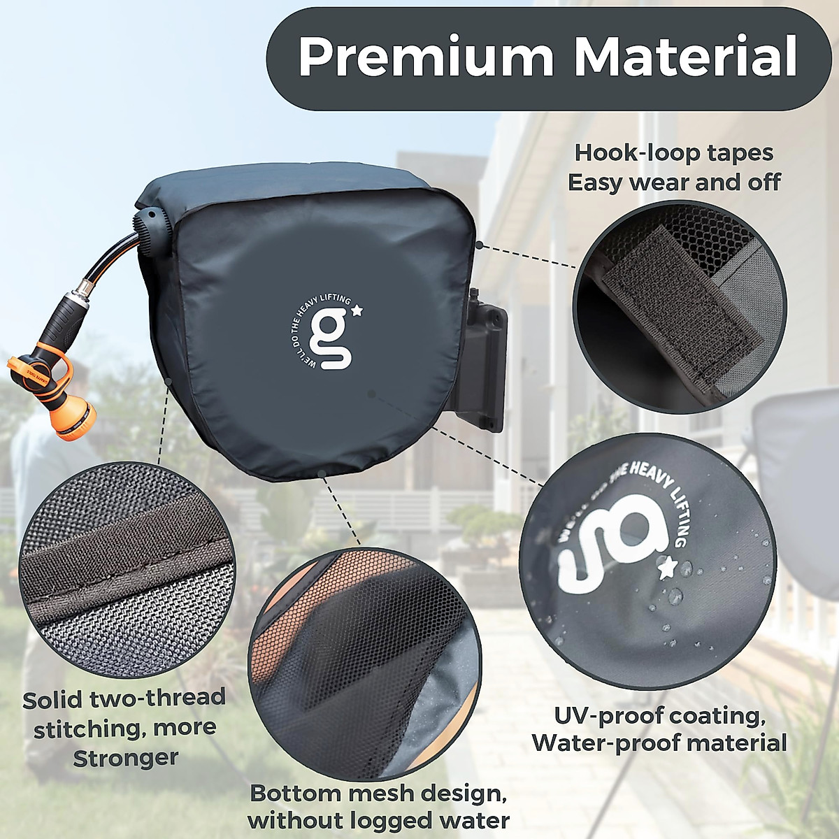 Giraffe Tools AW50 Retractable Garden Hose Reel Cover UV Resistant, Waterproof and Anti-Fading Cover for Water Hose Reel