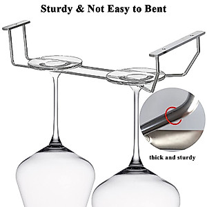 Junvaia 3 Pack Wine Glass Rack, Under Cabinet Wine Glass Holder, 10.6" Stemware Rack Hanging Wine Rack Anti-rust Chrome Plating Metal Organizer Glasses Storage for Bar Kitchen Wine Rack Under Cabinet