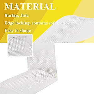 White Burlap Wired Ribbon 1-1/2 Inch x 10 Yard for Gift Wrapping Home Decor Wedding Party Decorations Bows Christmas Tree Crafts Supplies