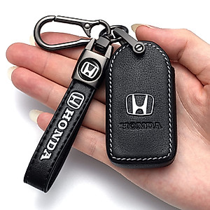 LEBASQ Car Key Cover Suit for Honda Civic Accord CR-V HR-V Odyssey Pilot series models Leather Keychain car case keyring Accessories