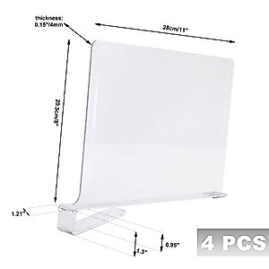 HighFree Acrylic Closet Dividers for Shelves, Clear Shelf Separators, Shelf Dividers for Closet Organization Without Drilling for Clothes,Books,Towels,Shoes