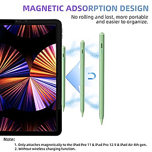 Apple Pencil for iPad Air 5/4/3rd, iPad Pro 11/12.9 Inch - Magnetic Stylus with Palm Rejection & Tilt Sensitivity, Green