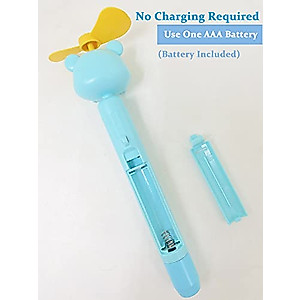Honiha Mini Portable Fan, Personal Mini Handheld Fan, Replaceable Battery Small Pocket Fan, Adorable Cartoon Little Fan for Travel Indoor Outdoor, Summer Gift for Kids Girls Women Men, Blue