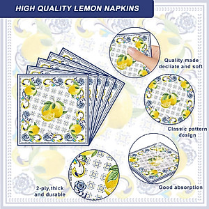 122PCS Capri Lemon Party Supplies for Baby Showe Bridal Shower Wedding Summer Citrus Fruit Themed Birthday Decor Italy Yellow Lemon Tablecloth Banner Tableware Set Plates Napkins Forks for 20 Guests