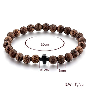 St John the Baptist Orthodox Brotherhood Christian Prayer Beads Bracelet – 25 8MM Wooden Beads & Cross – Adult Men/Women Size!