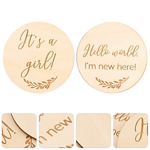 Abaodam Amosfun 2Pcs Its A Girl Sign Wood Baby Monthly Cards Milestone Discs Baby Shower Party Decorations for Gender Reveal Baby Announcements(10cm)