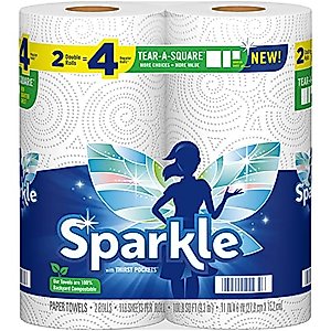 Sparkle® Tear-A-Square® Paper Towels, 2 Double Rolls = 4 Regular Rolls, 2 Count (Pack of 1)