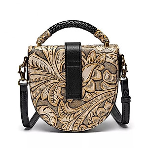 YQBUER Vintage Shoulder Messenger Bag Leather Embossed European and American Handbags (Size : 20cm-18cm-7cm)