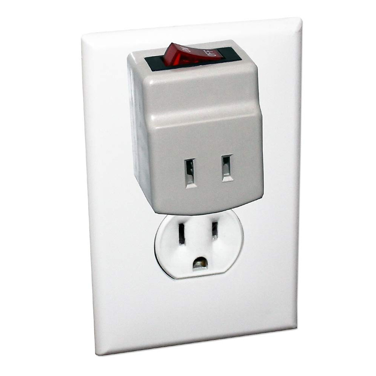QVS PA-1P Single-Port Power Adaptor with Lighted On/Off Switch, Off-White