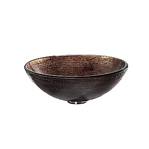 Kraus GV-580-SN Tempered glass/Solid brass Above counter Round Bathroom Sink, 16.5 x 16.5 x 5.5 inches, Bronze