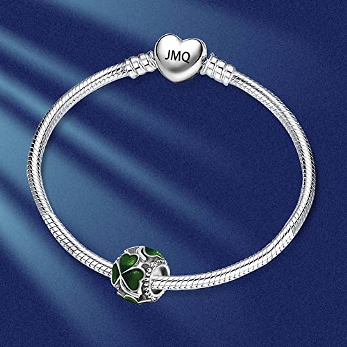 JMQJewelry 4 Leaf Clover May Lucky Heart Mother Daughter Mom August Green Graduation Womens Beads Charms For Bracelets Sister Grandma Family