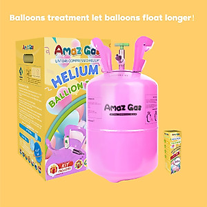 Amaz Gas Helium Tank 7L, Party Supplies, with 50ml Balloon Treatment Liquid, Ideal for Birthday, Christmas, Thanksgiving, Anniversary, New Year, Weddings - Pink(1 Box)