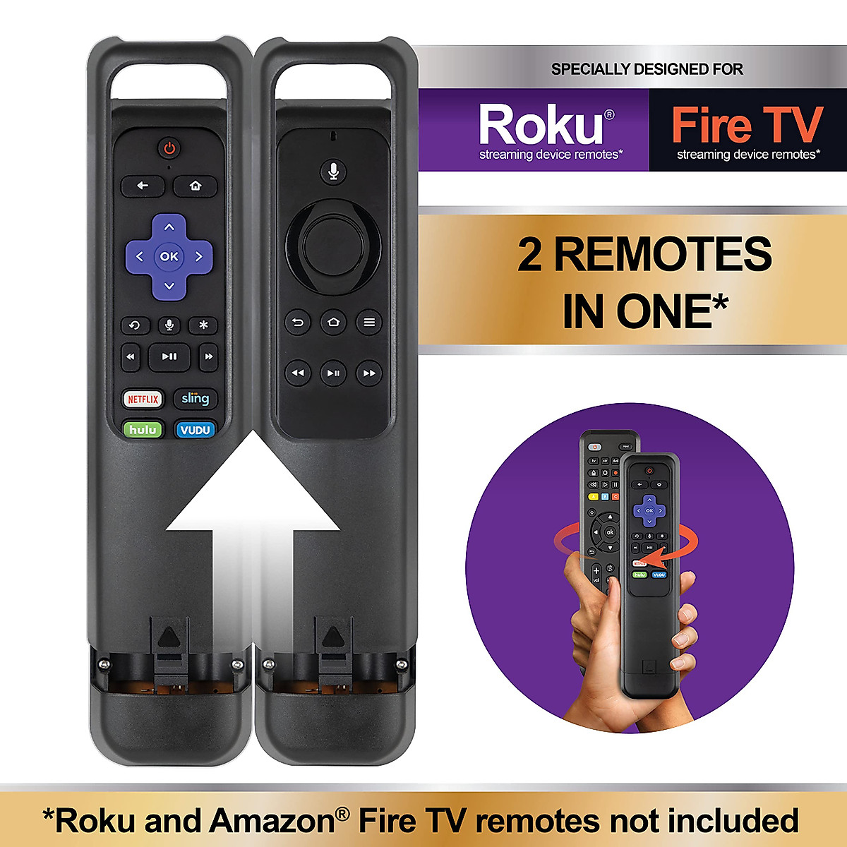 GE Universal Remote Control with Roku or Fire TV Streaming Remote Compartment, use with Samsung, Vizio, LG, Sony, Sharp, Apple TV, TCL, Smart TVs, Streaming Players, Blu-ray, DVD, 4-Device, 59046