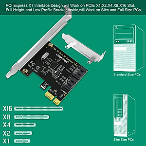 LTERIVER PCIE to 2-Ports Serial ATA/SATA 3.0 Host Controller Card, Plug and Play on Windows OS, MAC OS and Linux Kernel PCs, 2X 6Gbps Max SATA 3.0 None Raid Ports-Support AHCI Boot Up (PCE-G2S2)